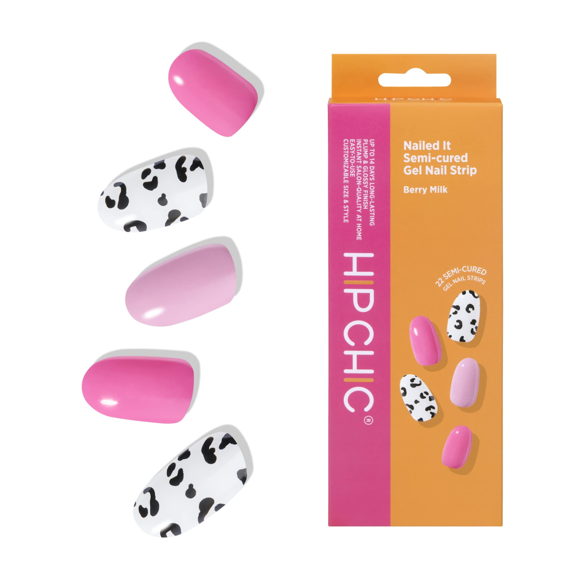 Hip Chic Nailed It Semi Cured Gel Nail Strips, Berry Milk - Walmart.com
