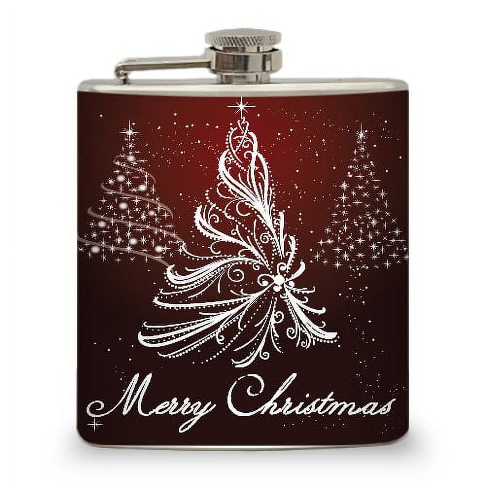 Hip Flask Holding 6 oz - Christmas Trees Design - Pocket Size ...
