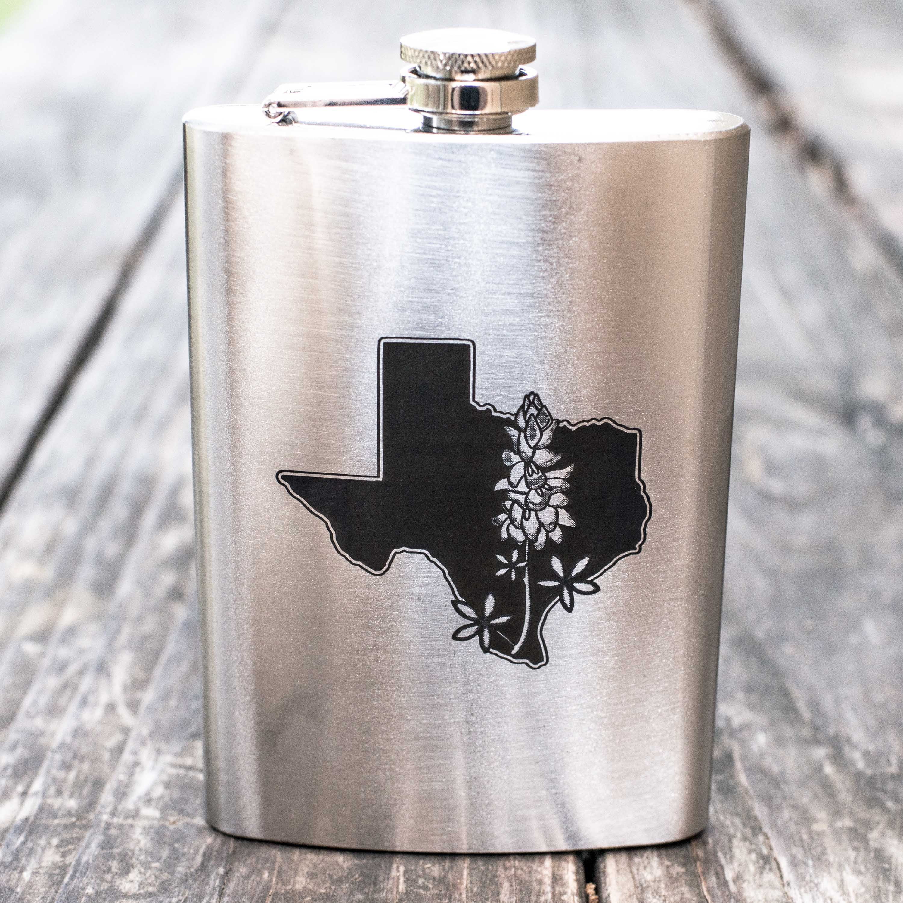 Hip Flask Plus 8oz Bluebonnet - Texas Flask - Leak-Proof & Botanical ...