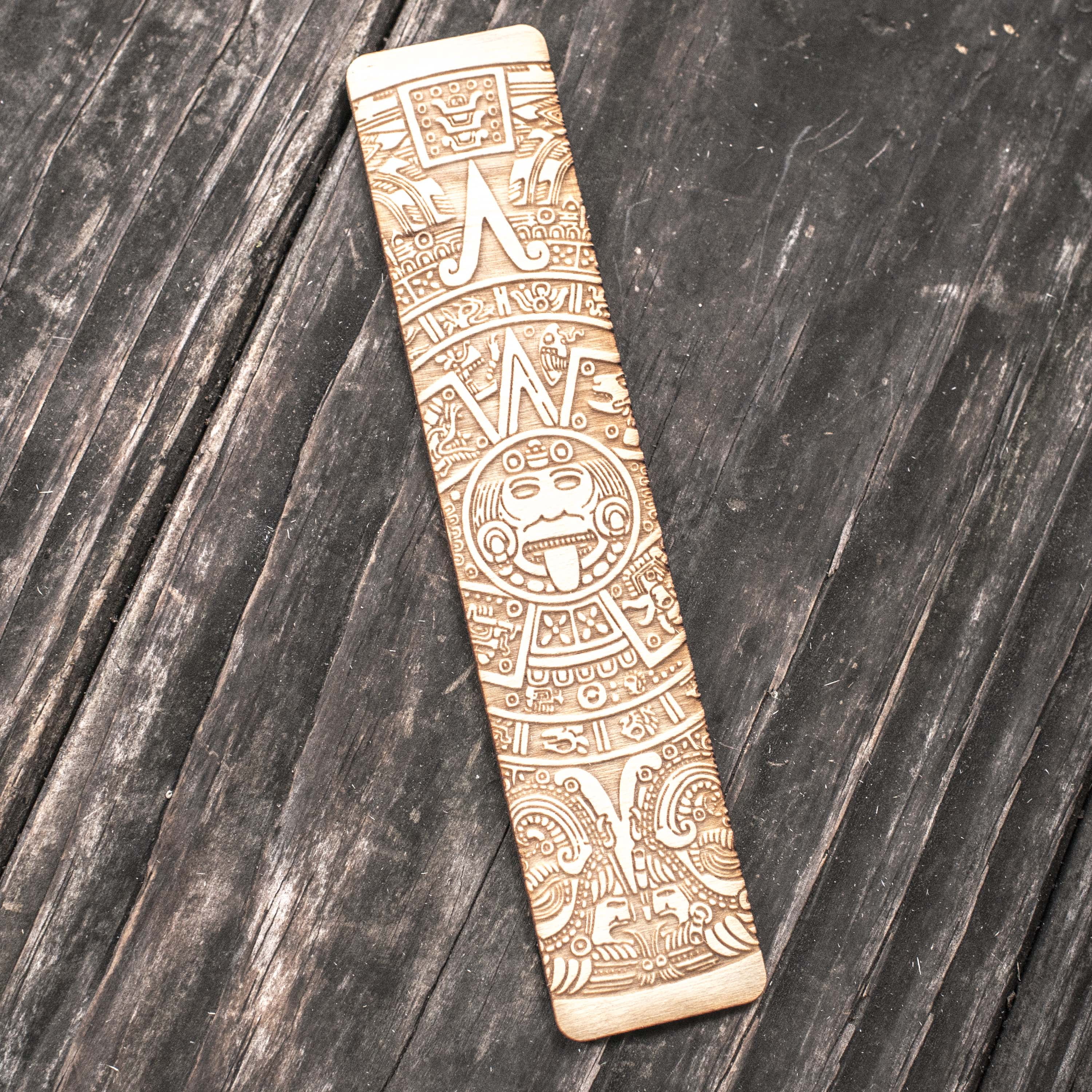 Hip Flask Plus Aztec Calendar Laser Engraved Wooden Bookmark - Walmart.com