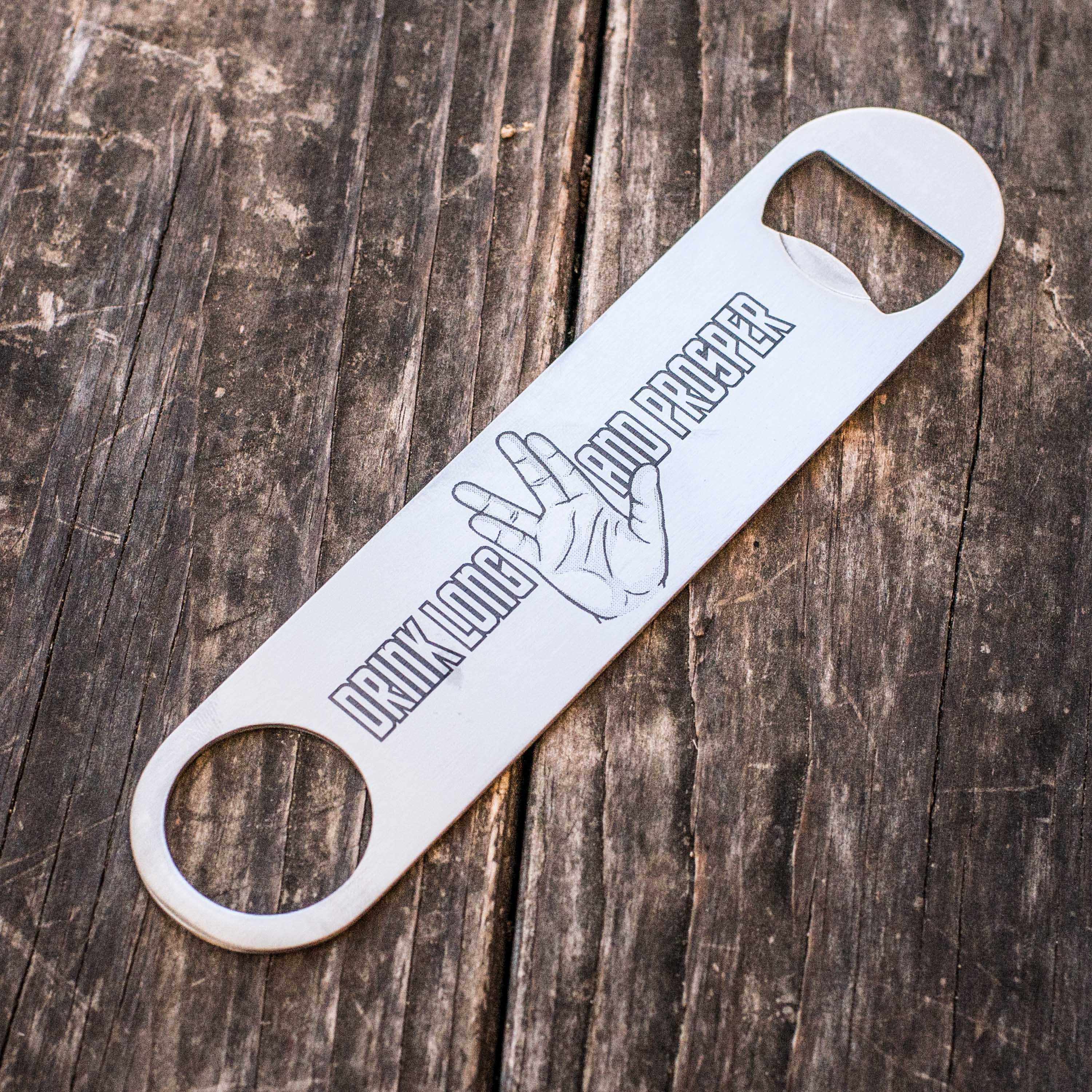 Hip Flask Plus Drink Long and Prosper Stainless Steel Bottle Opener ...