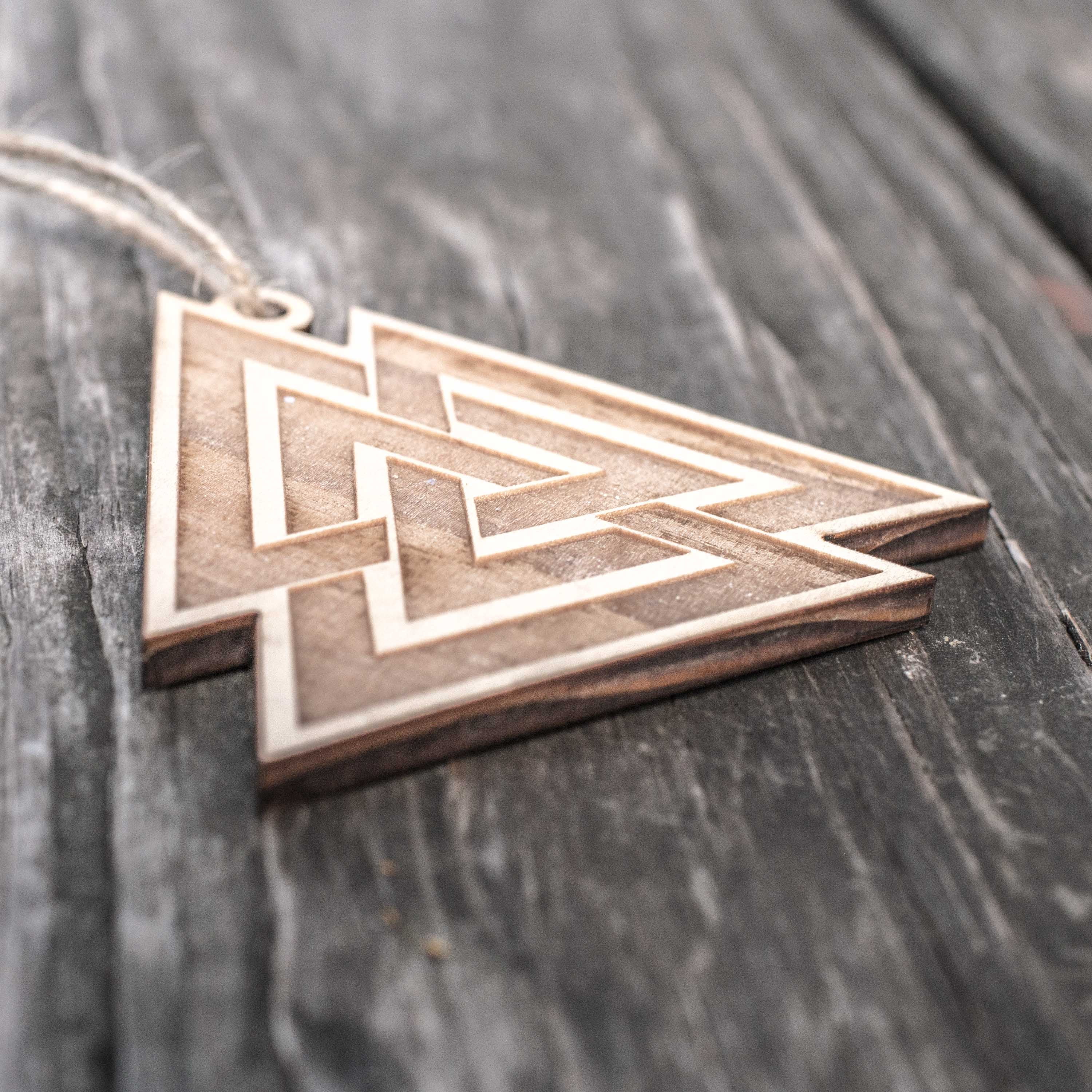 Ornament - Valknut- Raw Wood 3x3in - Walmart.com
