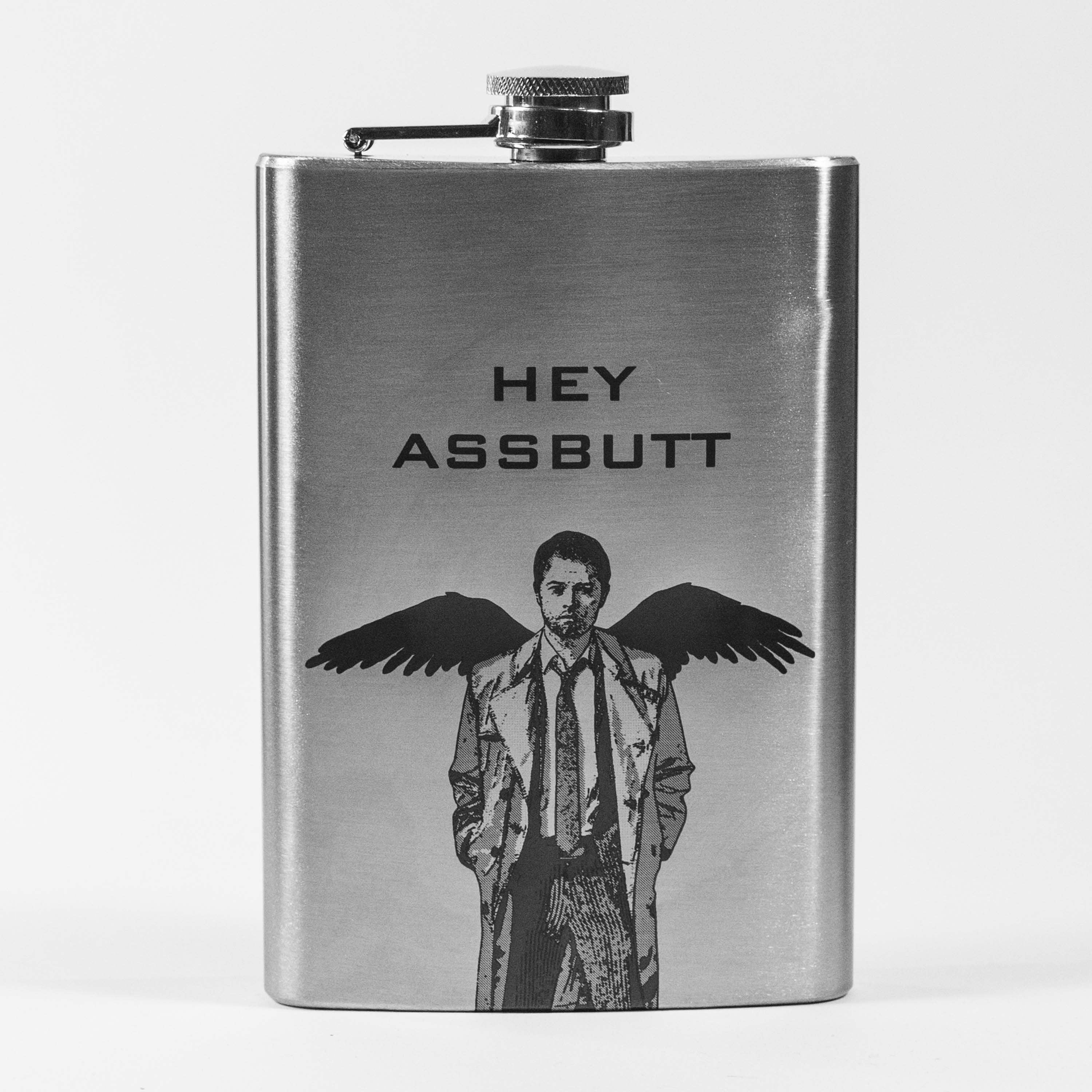 Hip Flask Plus Stainless Steel 8oz Hey Assbutt Flask - Laser Engraved ...