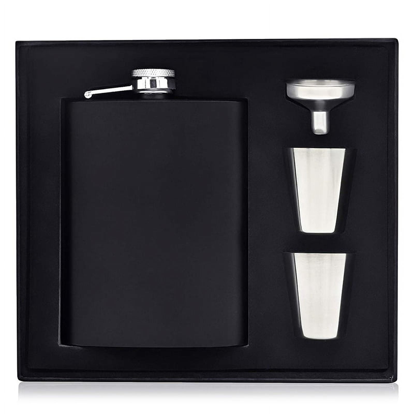 Hip Flask Set, 8 Oz Hip Flask with Funnel and 2 Small Glasses Portable ...