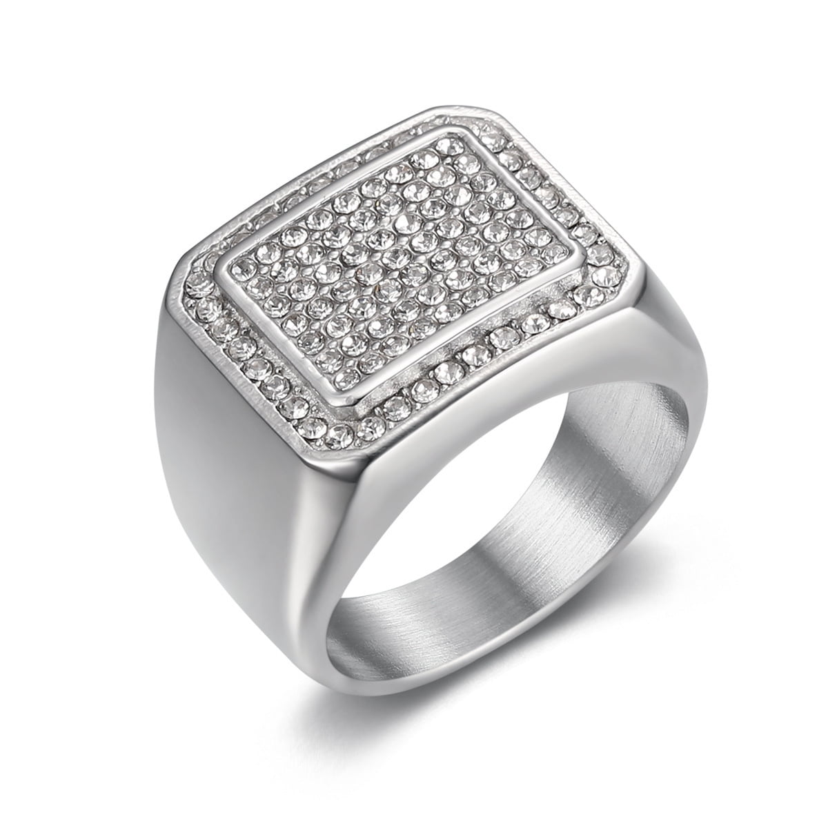 Hip Hip Bling Iced Out 14K Yellow Gold Geometric Square Finger Rings ...