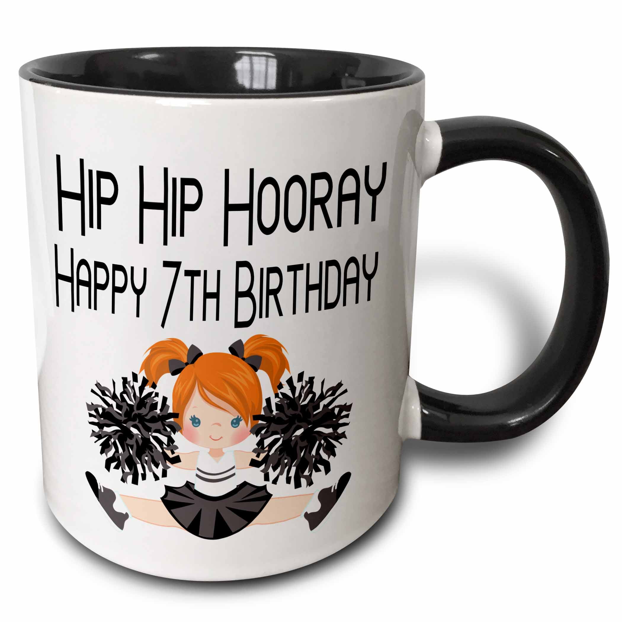 3drose, Hip Hip Hooray Happy 7th Birthday with a Cheerleader, 15oz Two ...