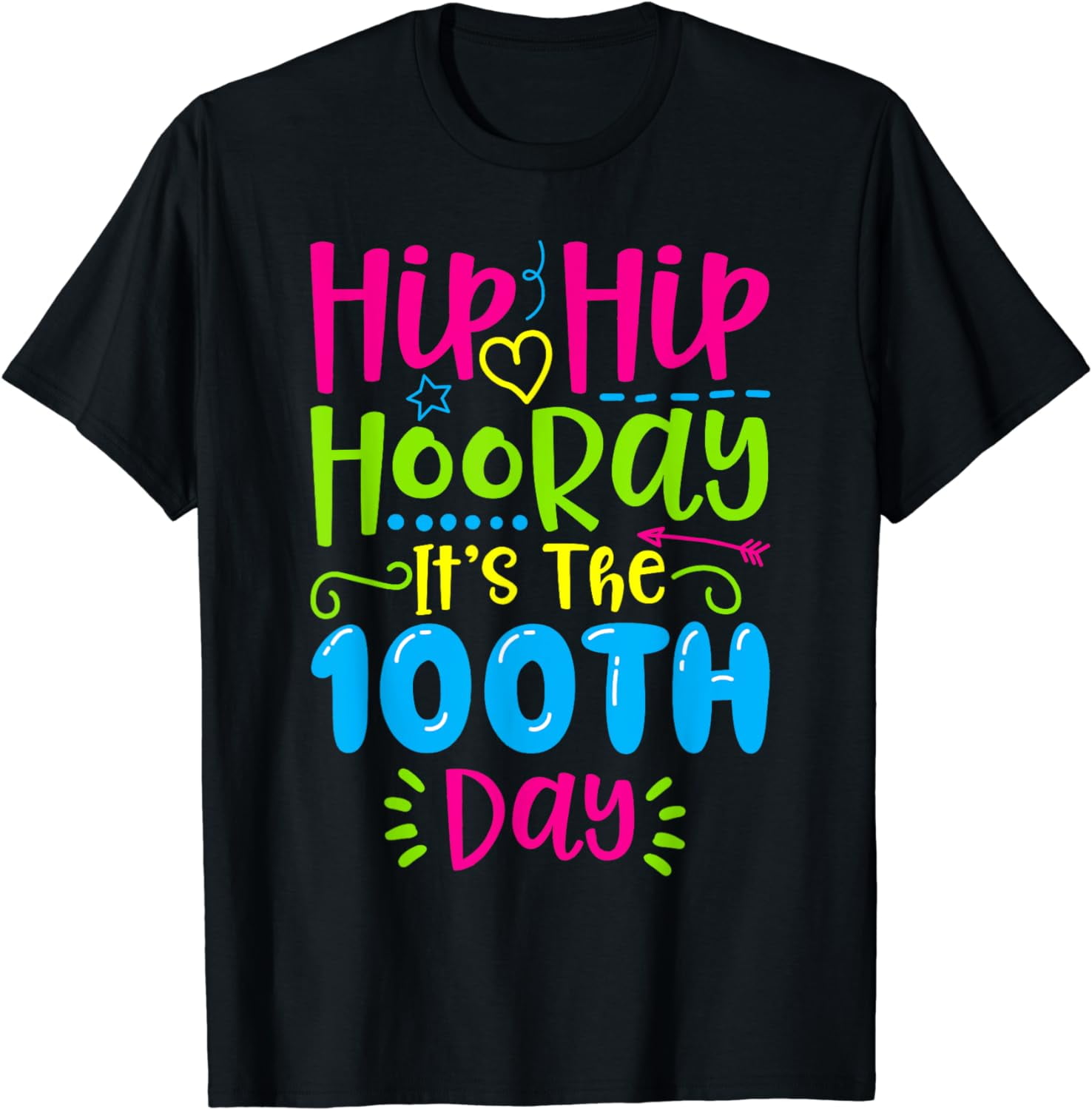 Hip Hip Hooray It's 100th Day Teacher 100 Days Of School Kid T-Shirt ...