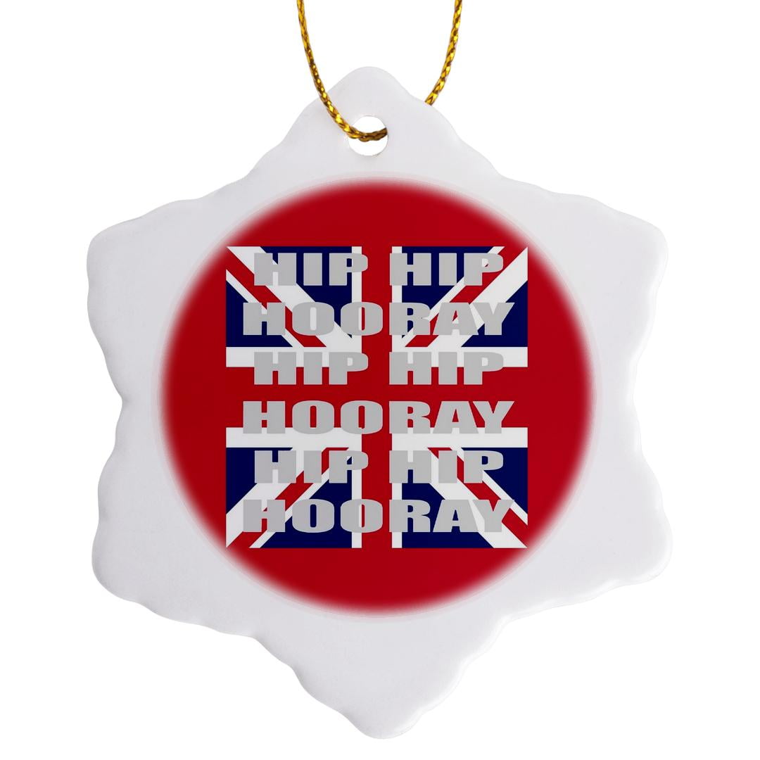 3drose, Hip Hip Hooray Three Cheers with Union Jack Background, 3 inch ...
