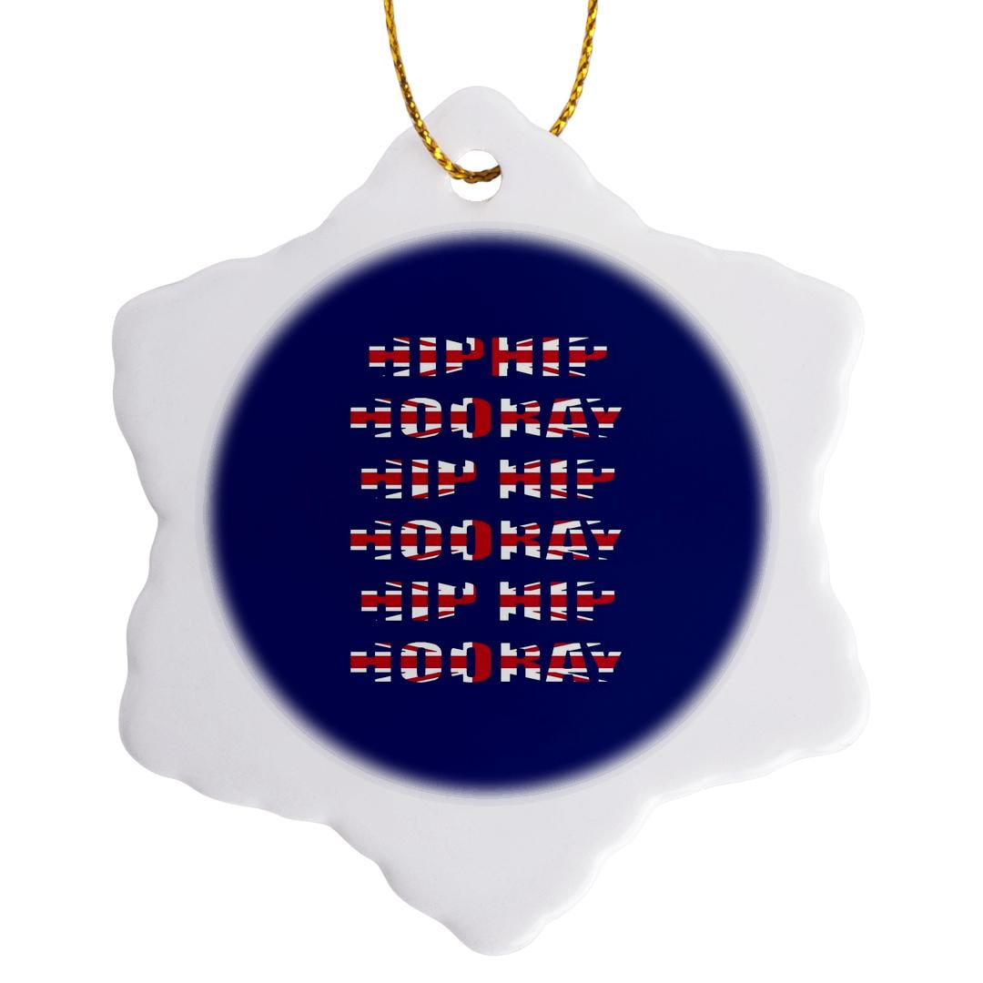 3drose, Hip Hip Hooray with Union Jack Text Blue Background, 3 inch ...