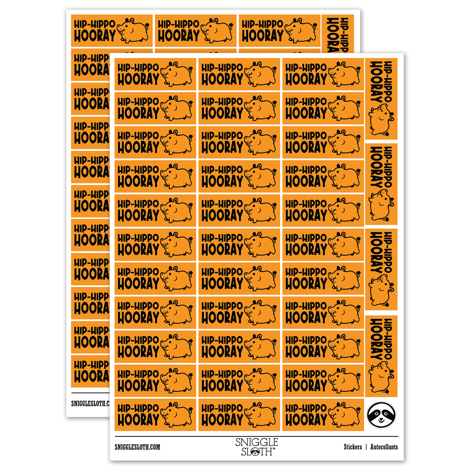 Hip-Hippo Hooray Teacher Student School Sticker Set - Orange - Gloss ...