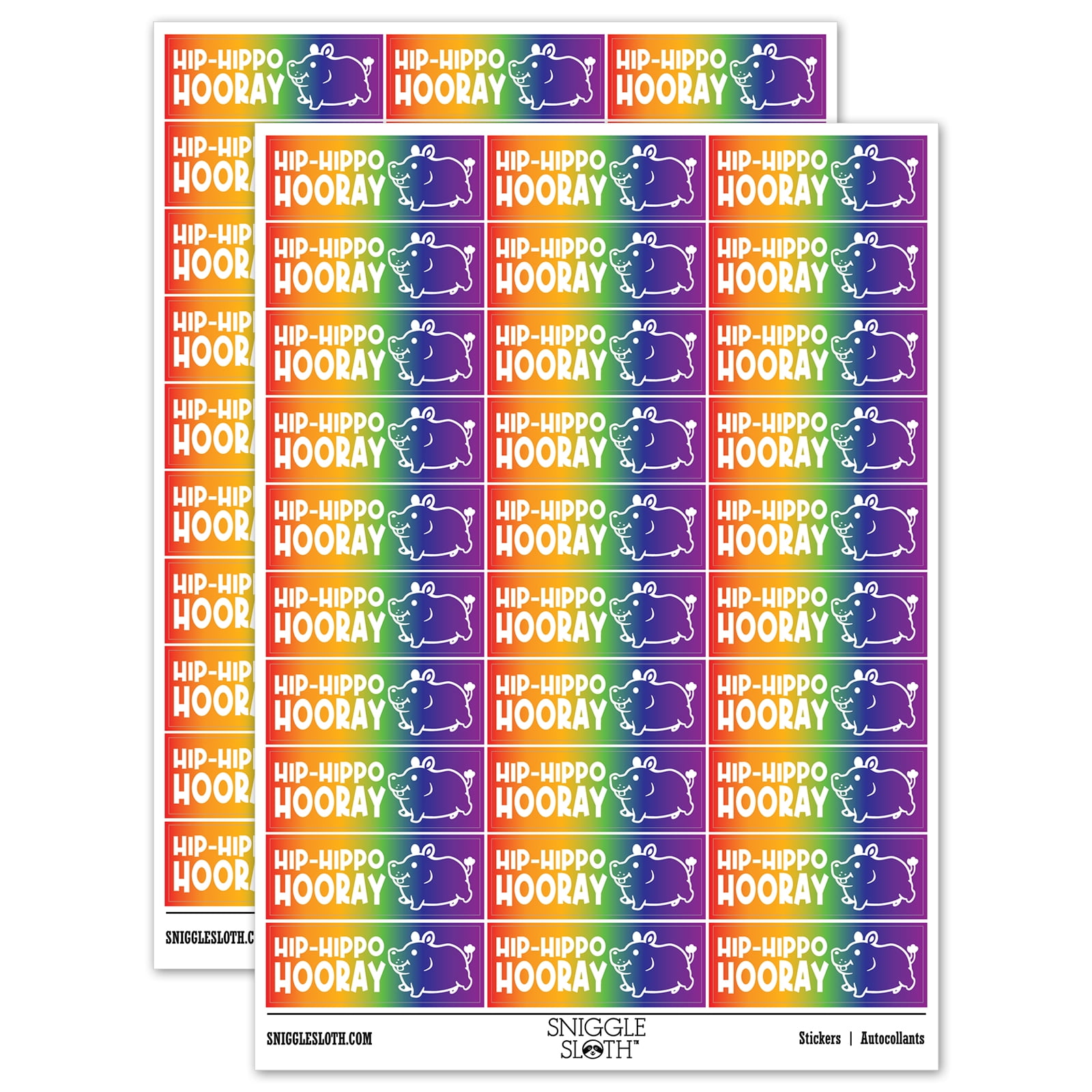 Hip-Hippo Hooray Teacher Student School Sticker Set - Rainbow - Gloss ...