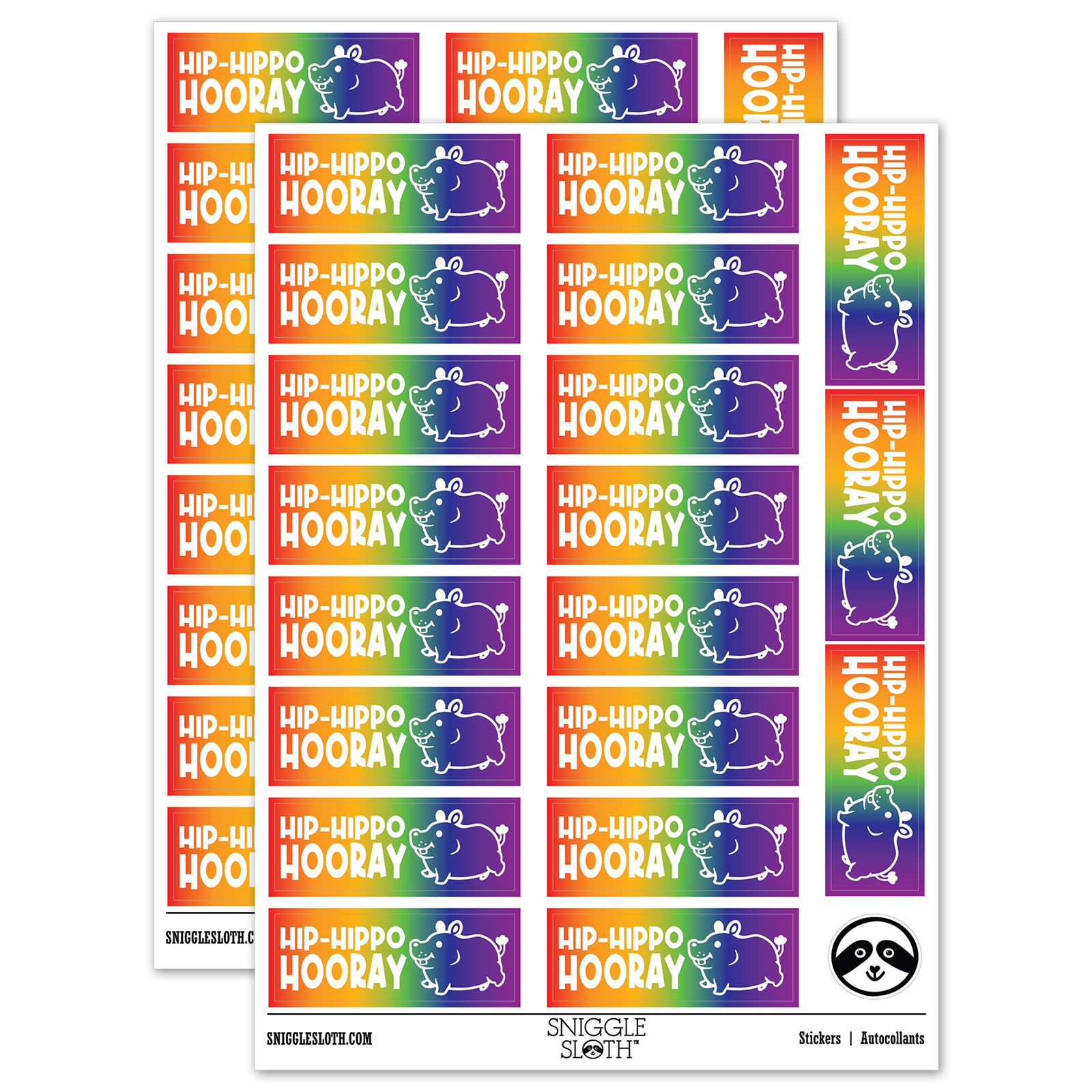 Hip-Hippo Hooray Teacher Student School Sticker Set - Rainbow - Gloss ...