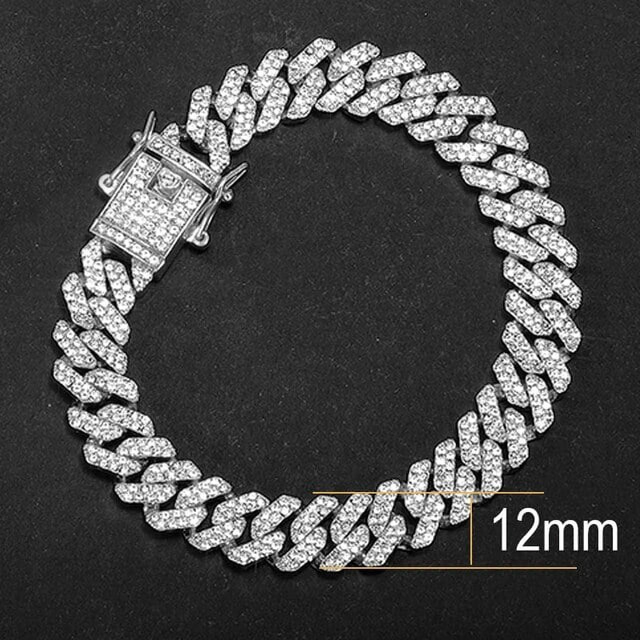 Hip Hop 12mm AAA Bling Miami Cuban Chain Iced Out Men‘s Bracelet ...