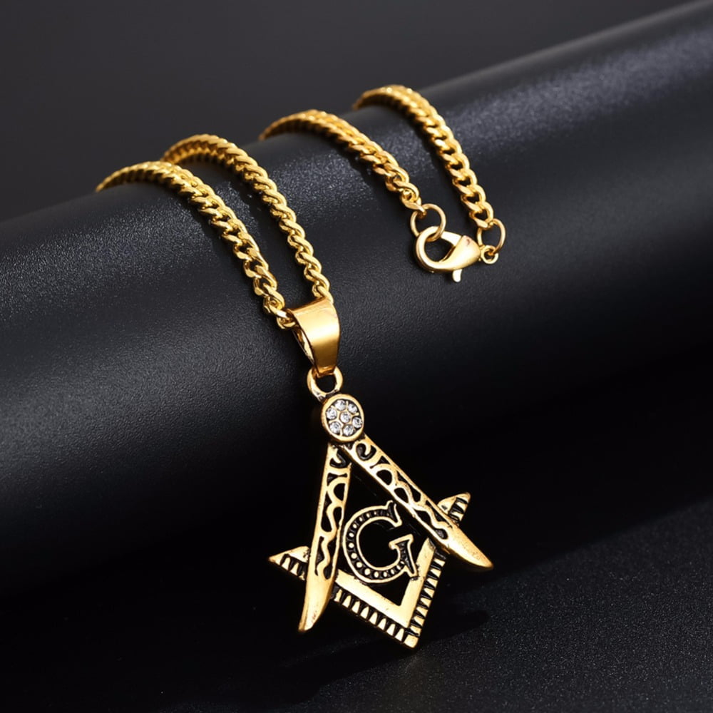 Hip Hop 14K Yellow Gold Masonic Symbol Necklaces & Pendants For Women ...