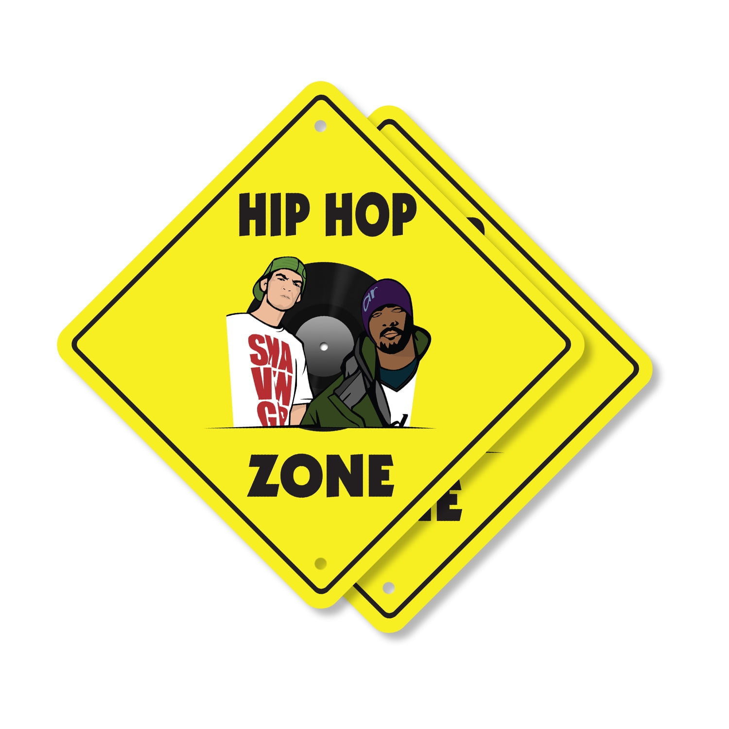 Hip Hop (2 Pack) Plastic Crossing Sign - 12 Inch X 12 Inch Xing Sign ...