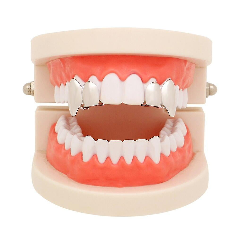 Hip Hop 2 Pcs/set Men Gold Silver Color Teeth Grillz Vampire Fangs ...