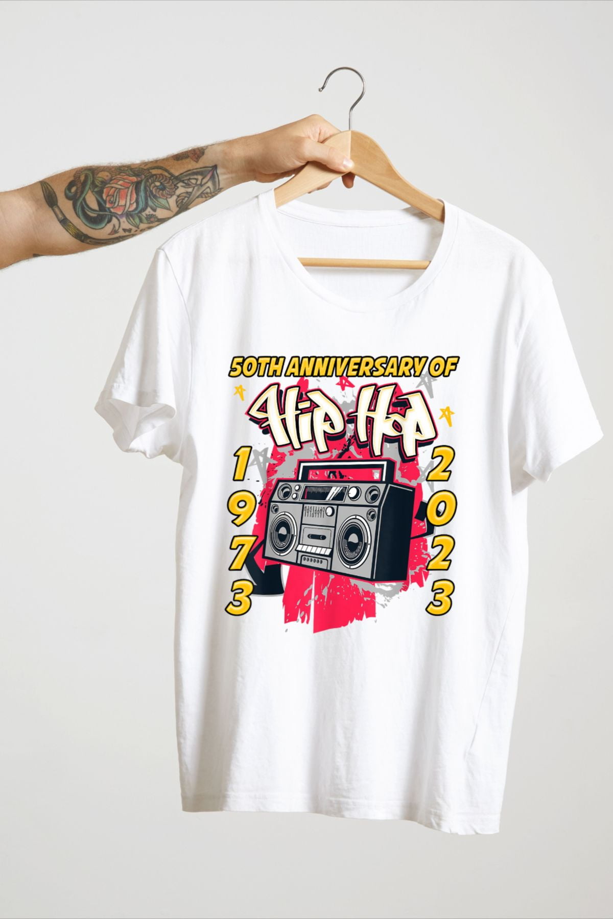 Hip Hop 50th Anniversary Graphic Tee Retro 1973 2023 Boombox Street Art ...