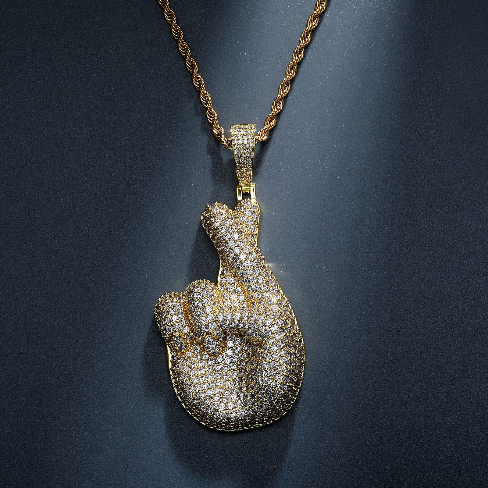 Hip Hop 5A+ CZ Stone Paved Bling Ice Out Domain Expansion Gestures 14K ...