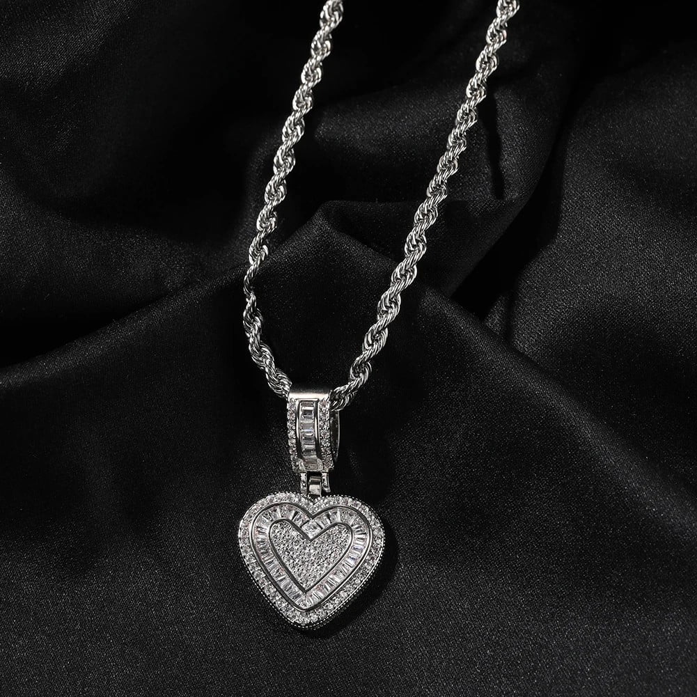 Hip Hop 5A+ CZ Stone Paved Bling Ice Out Heart 14K Yellow Gold Pendants ...