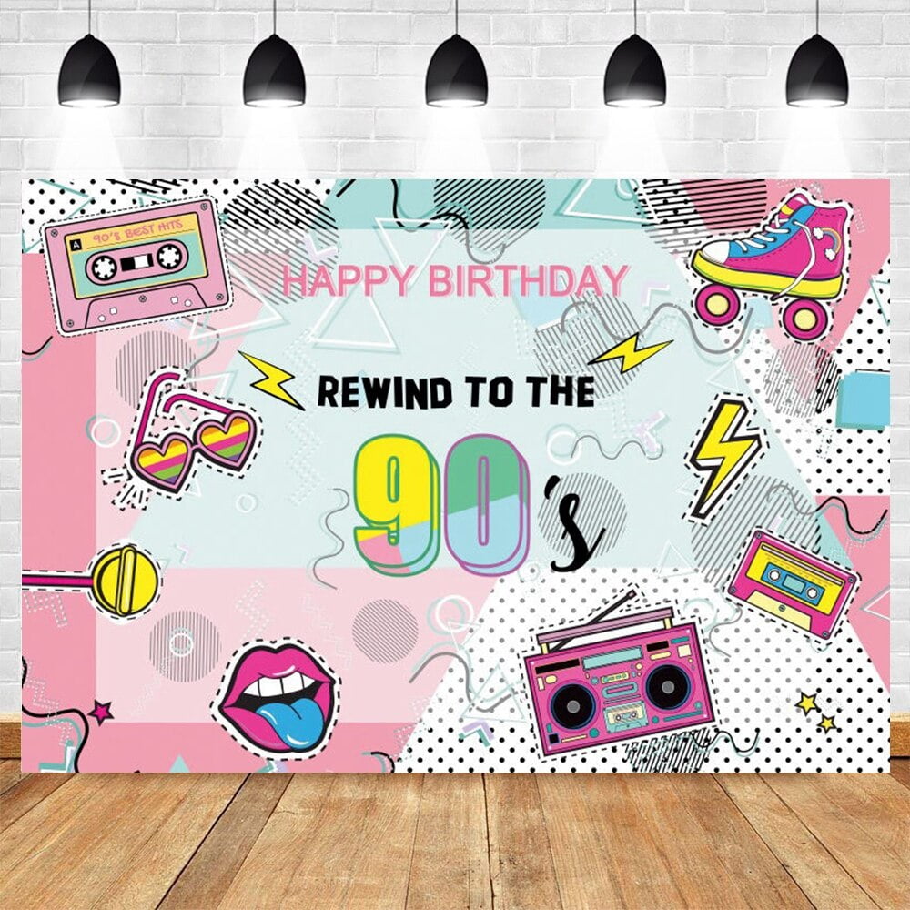 Hip Hop 90‘s Birthday Party Decoration Backdrop Rewind To The 90s Party ...