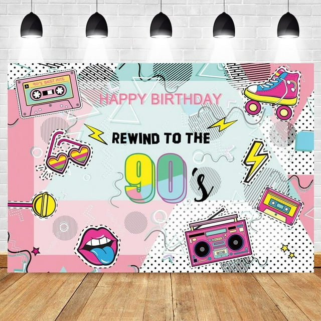 Hip Hop 90‘s Birthday Party Decoration Backdrop Rewind To The 90s Party ...