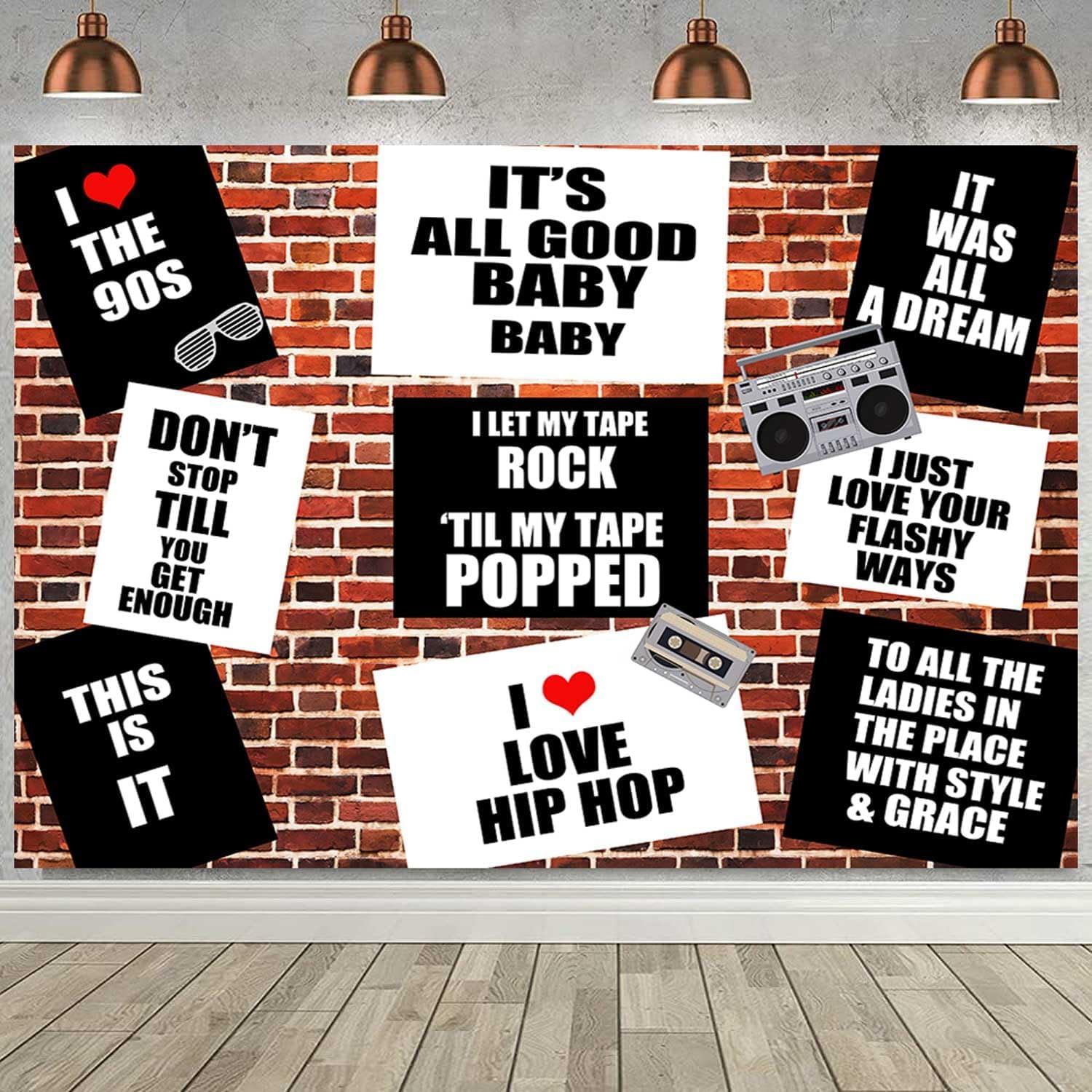 Hip Hop 90s Theme Backdrop Retro Red Brick Wall Photography Background ...