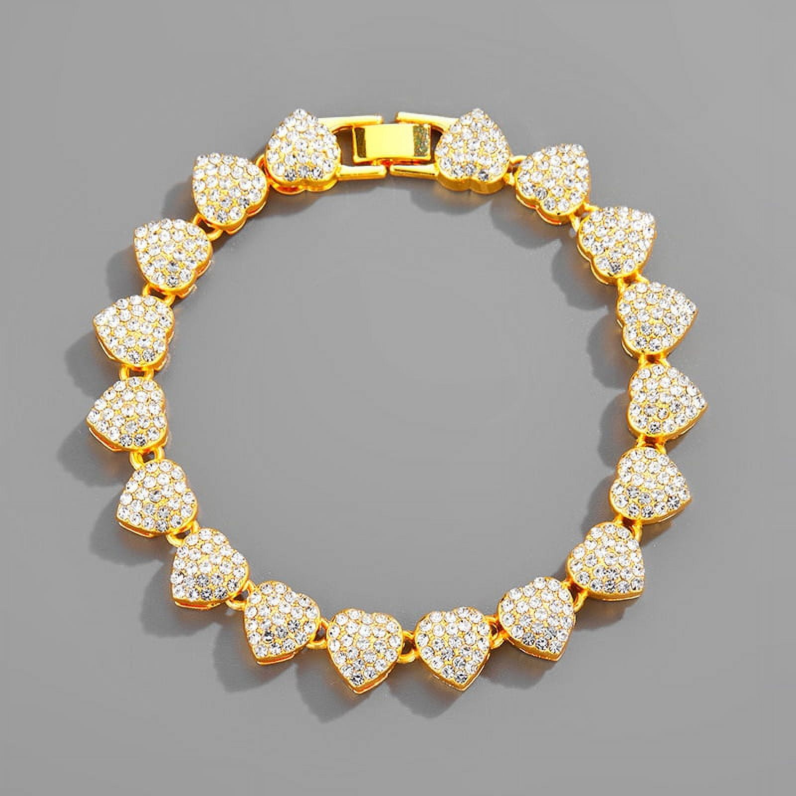 Hip Hop AAA Bling Miami Cuban Chain Iced Out Men‘s Bracelet Rhinestone ...