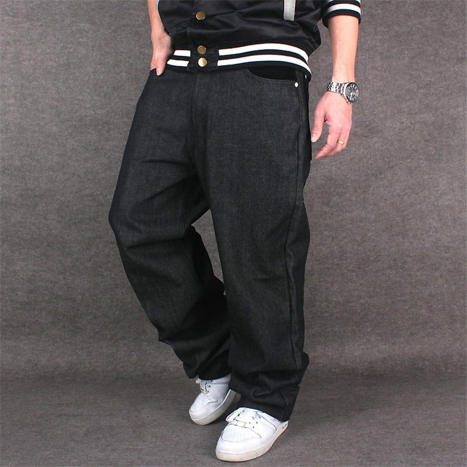 Hip Hop Baggy Black Denim Jeans - Letter Written Boy Rapper Fashion ...