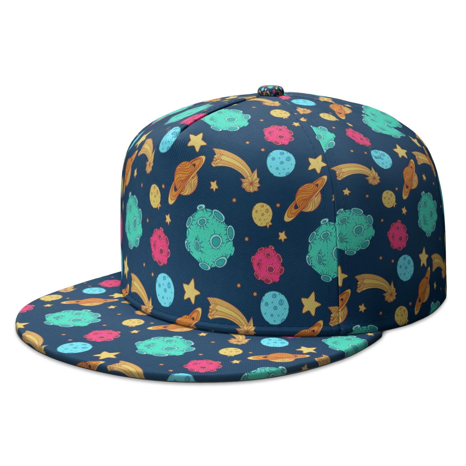 Hip Hop Baseball Cap - Alien Spacecraft Space and Galaxy Aesthetic Starry Night Sky Flat Visor ...