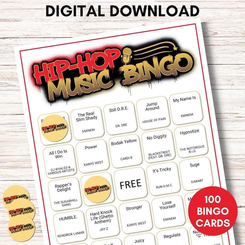 Hip Hop Bingo Game — Music Bingo Cards, Fun Party Activity - Walmart.com