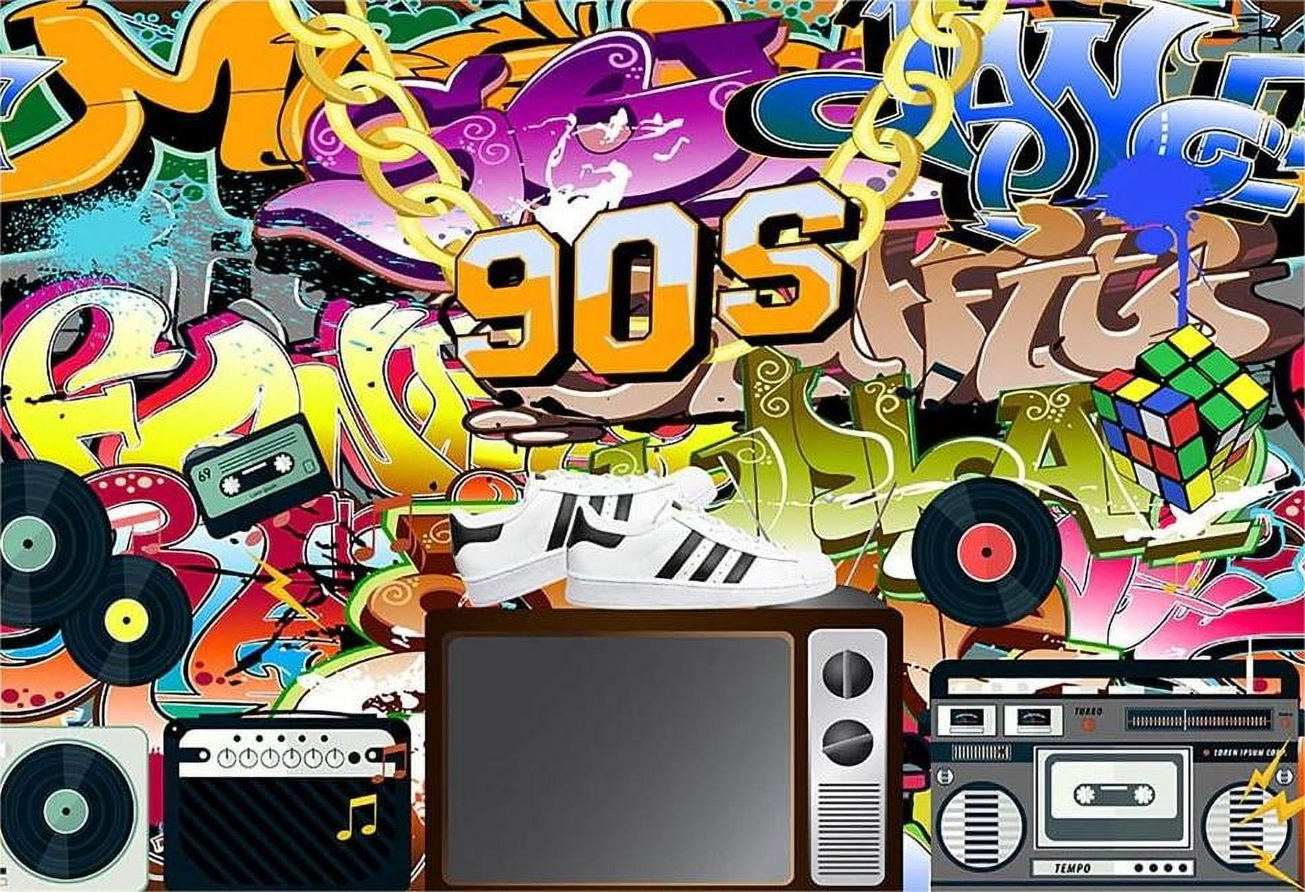 Hip Hop Birthday Party Backdrop Throwback Retro Banner r Graffiti 80's ...
