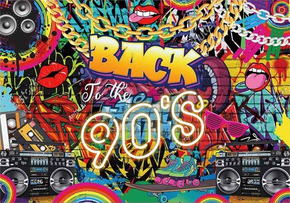 Hip Hop Birthday Party Backdrop Throwback Retro Banner r Graffiti 80's ...