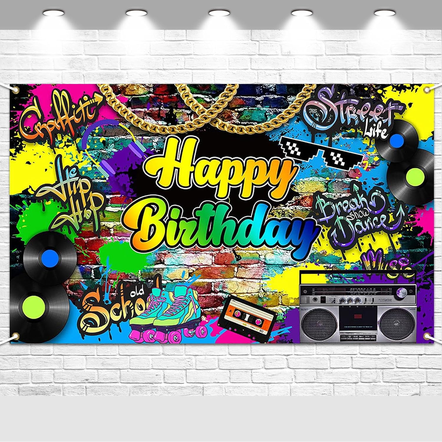 Hip Hop Birthday Party Backdrop Throwback Retro Birthday Banner Decor ...