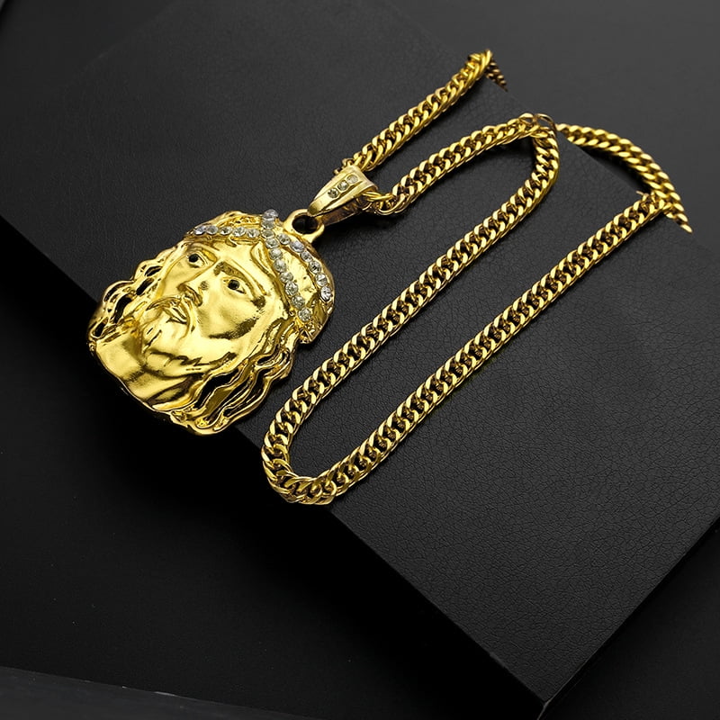 Hip Hop Bling 14K Yellow Gold JESUS PIECE Pendants Necklace for Men ...