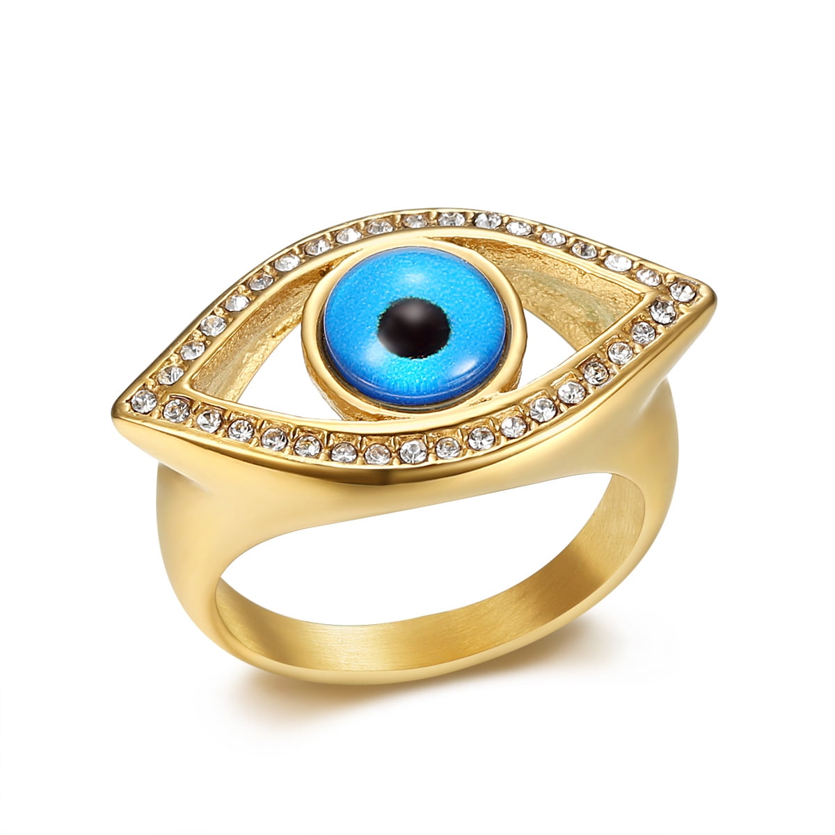 Hip Hop Bling 14K Yellow Gold The Eye of Evil Rings for Women Men ...