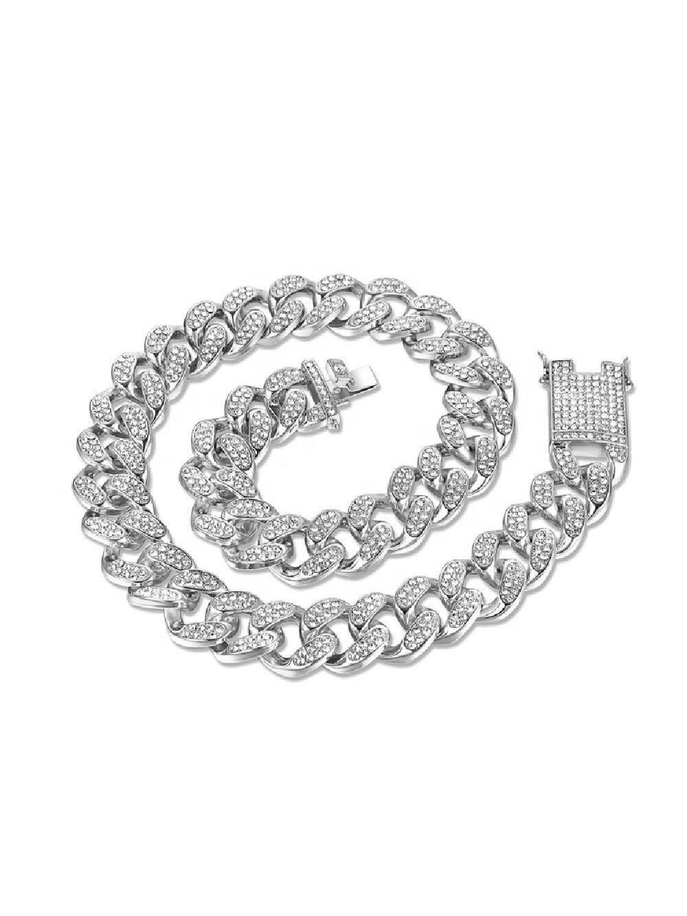 Hip Hop Bling Cuban Link 20mm Chain Fully Iced 14K W Gold Plated ...