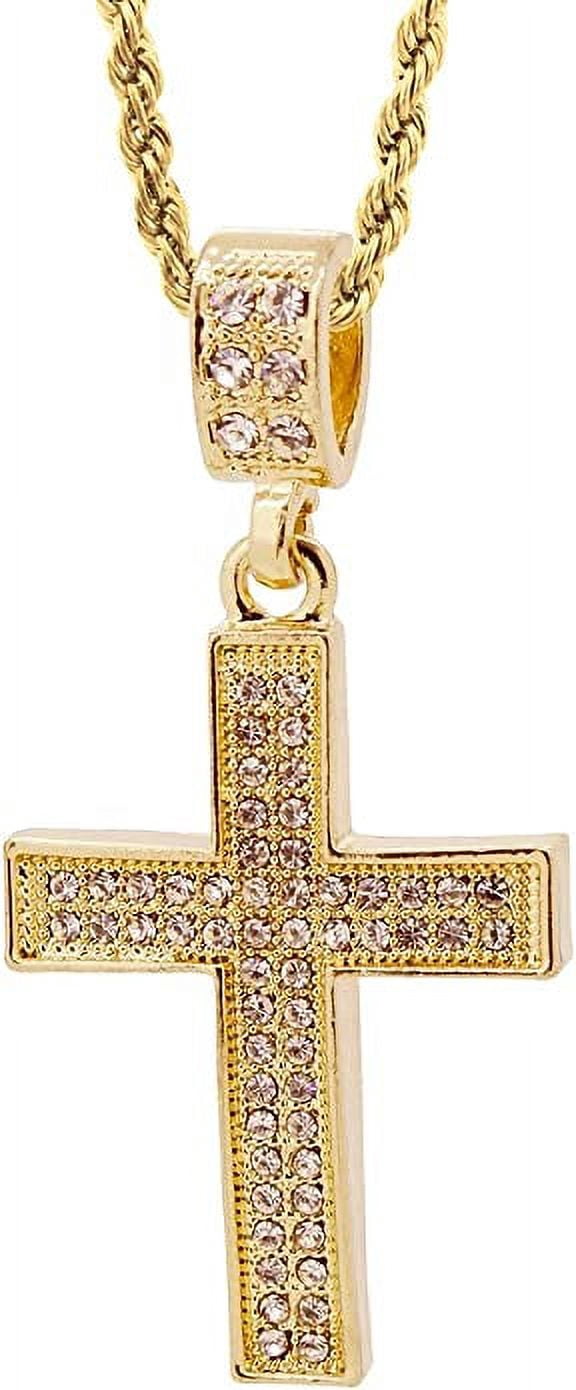 Hip Hop Bling Gold Tone Latin Cross Pendant 24" Rope Chain #1015 ...