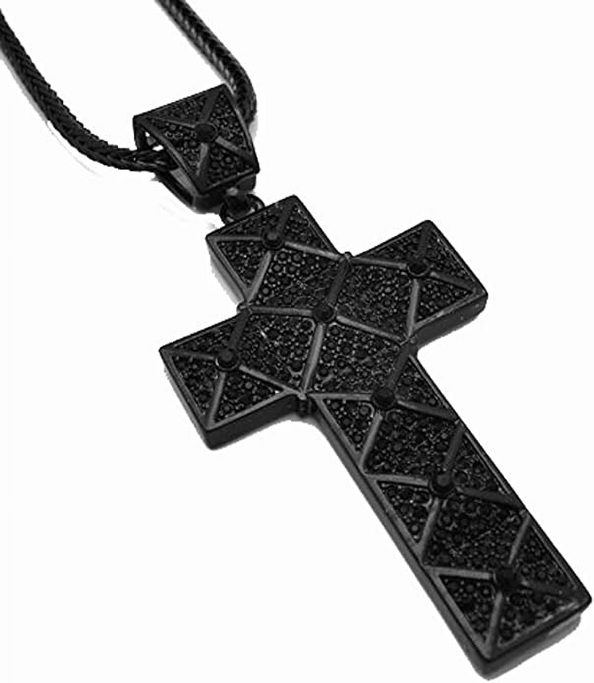 Hip Hop Bling Hematite Black Tone Engrailed Cross Pendant - Walmart.com