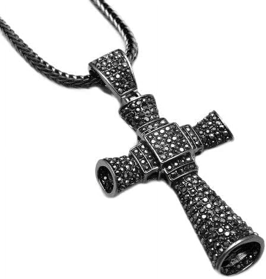 Hip Hop Bling Hematite Black Tone Pipe Cross Pendant - Walmart.com