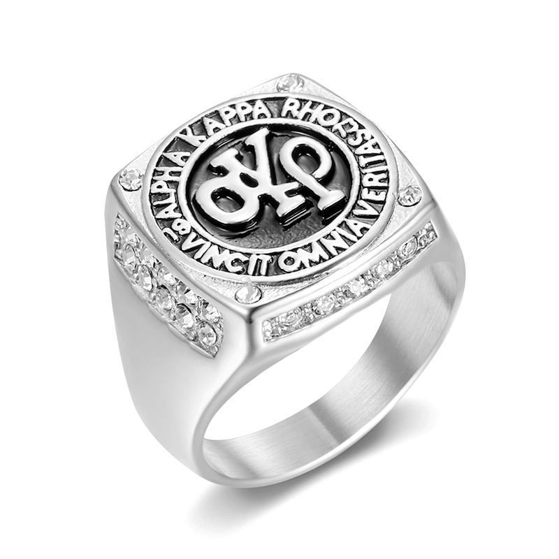 Hip Hop Bling Iced Out 14K Yellow Gold AKP Finger Rings for Men Rapper ...