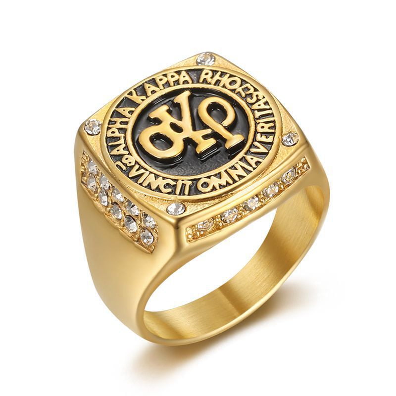 Hip Hop Bling Iced Out 14K Yellow Gold AKP Finger Rings for Men Rapper ...