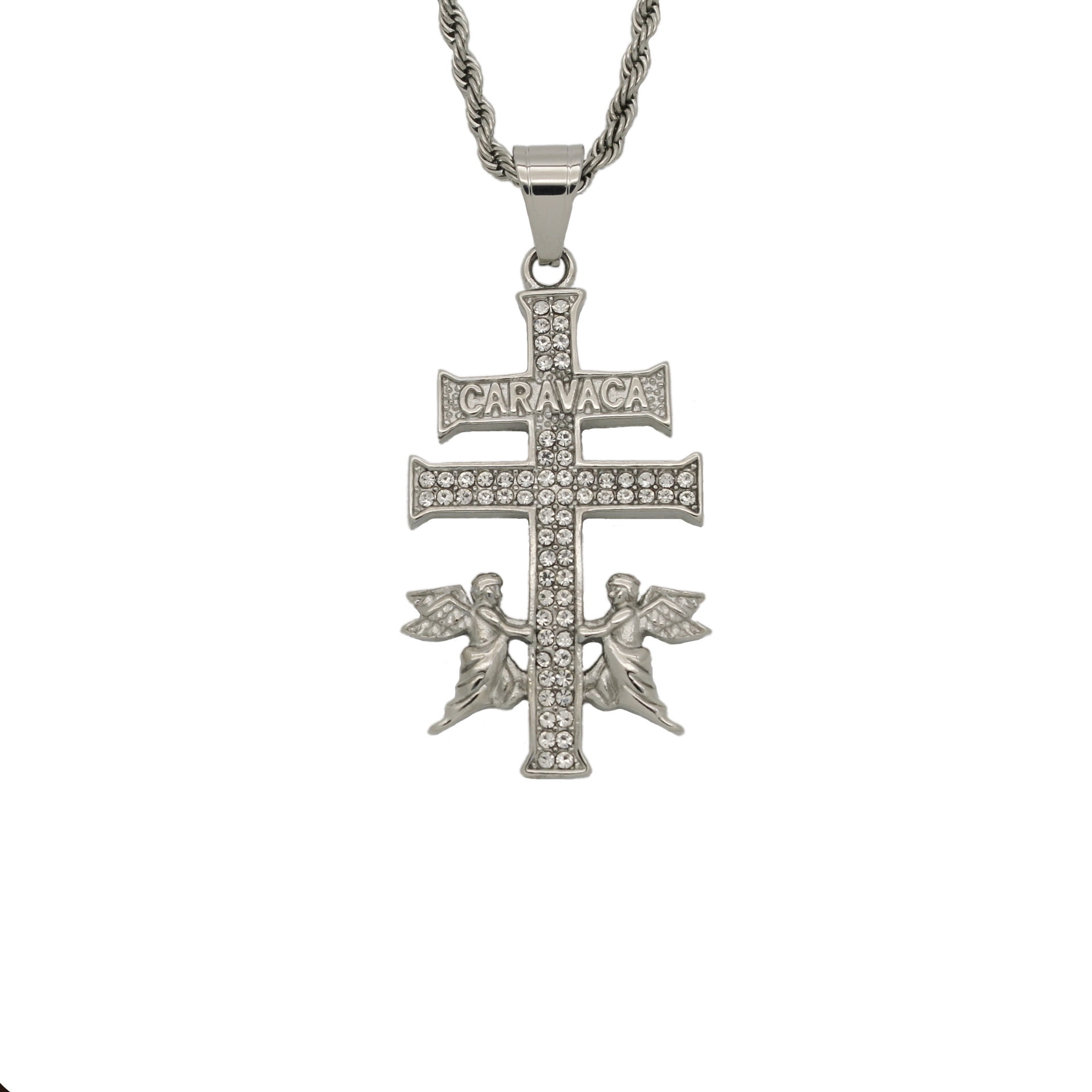 Hip Hop Bling Iced Out 14K Yellow Gold Catholic Caravaca Crucifix Cross ...
