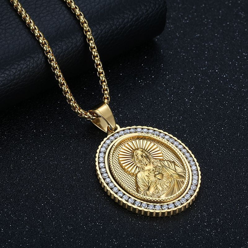 Hip Hop Bling Iced Out 14K Yellow Gold Catholic Patron Saint St ...