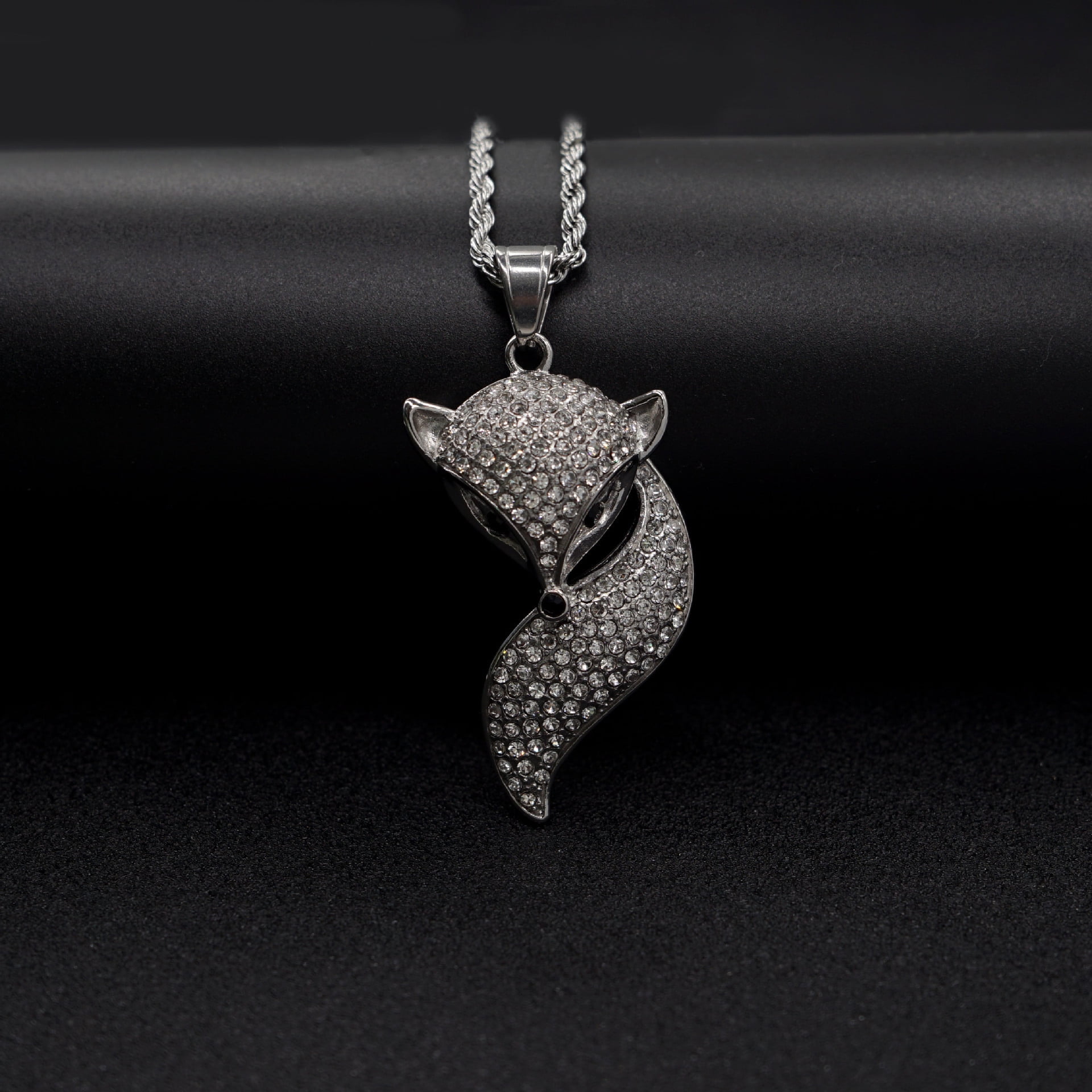 Hip Hop Bling Iced Out 14K Yellow Gold Fox Animal Pendants Necklaces ...