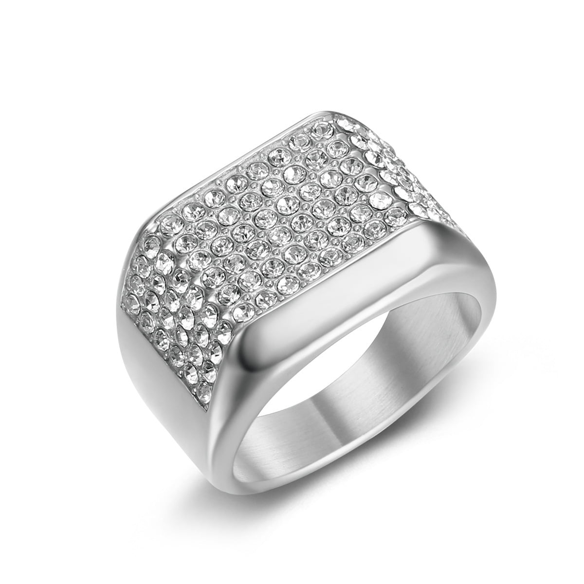 Hip Hop Bling Iced Out 14K Yellow Gold Geometric Square Finger Rings ...