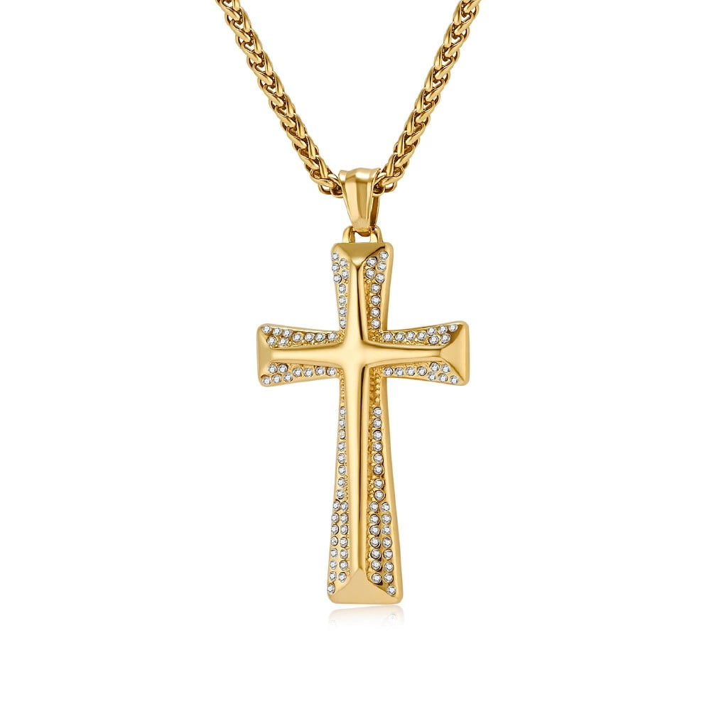 Hip Hop Bling Iced Out 14K Yellow Gold Knights Templar Cross Pendants ...
