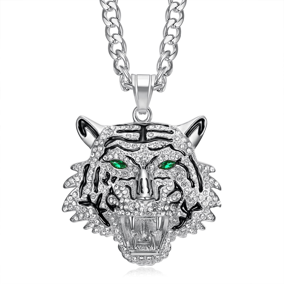 Hip Hop Bling Iced Out 14K Yellow Gold Tiger Animal Pendants Necklace ...