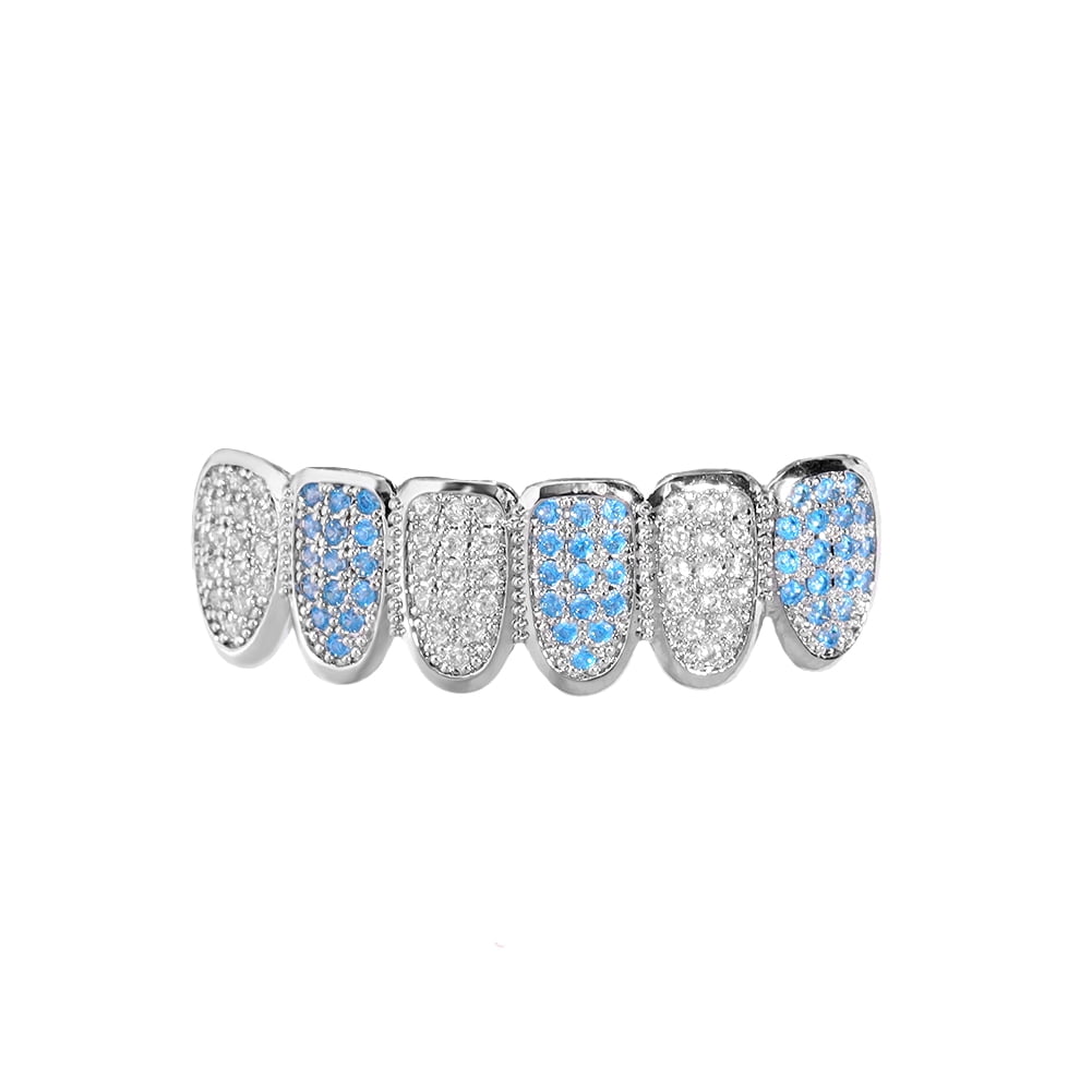 Hip Hop Bling Iced Out CZ Teeth Grillz Caps Set For Men Women Top ...