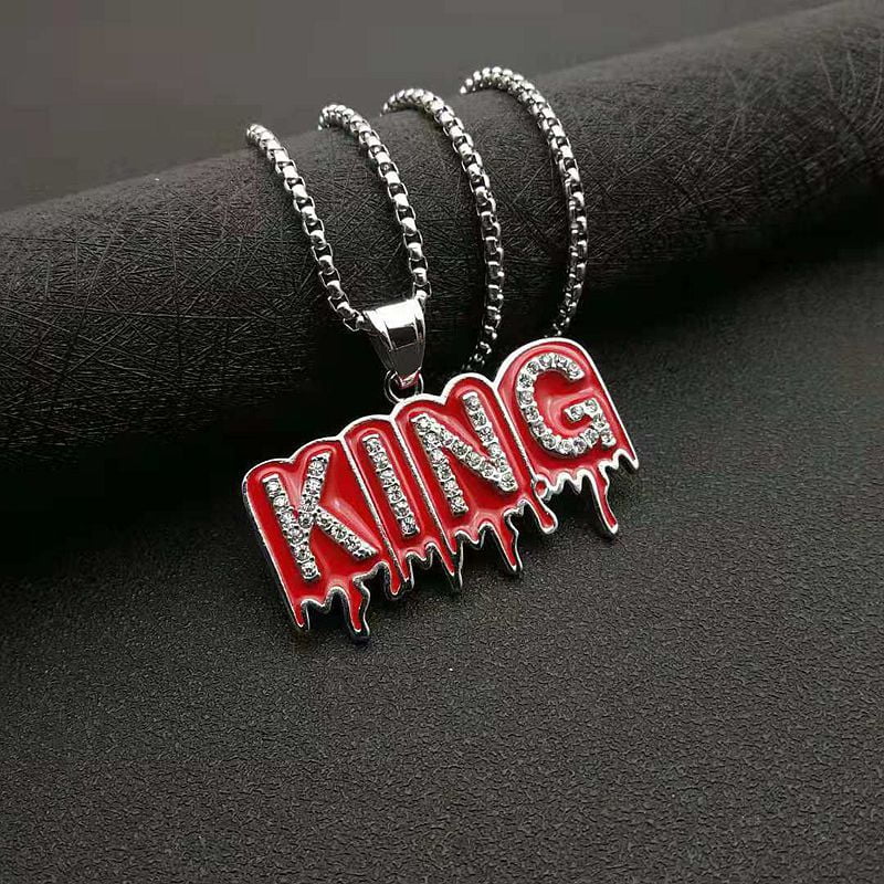 Hip Hop Bling Iced Out Golden Color Solid 14K Yellow Gold King Pendant ...