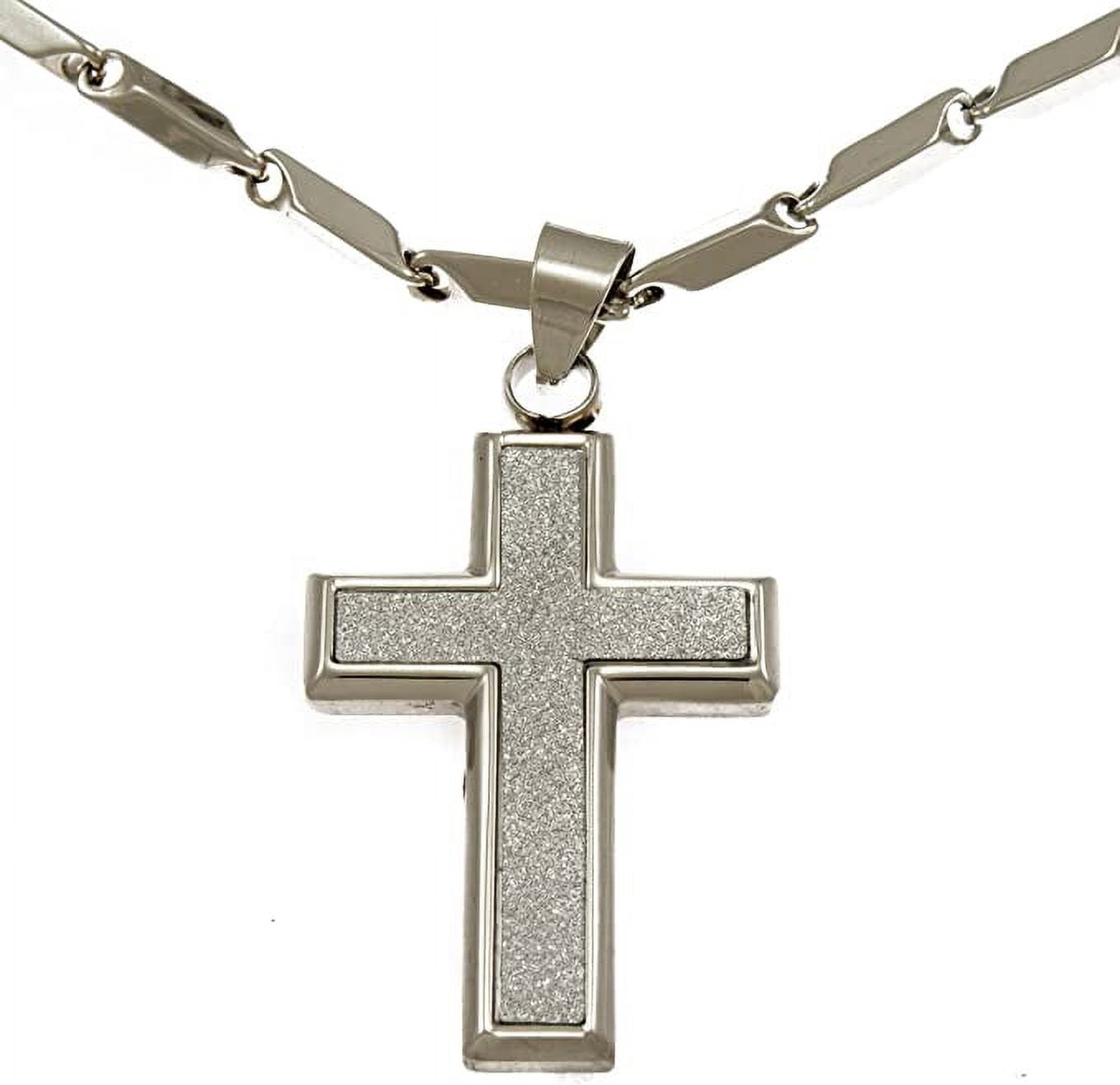 Hip Hop Bling Iced Surgical Stainless Steel Pava Block Cross Silver ...